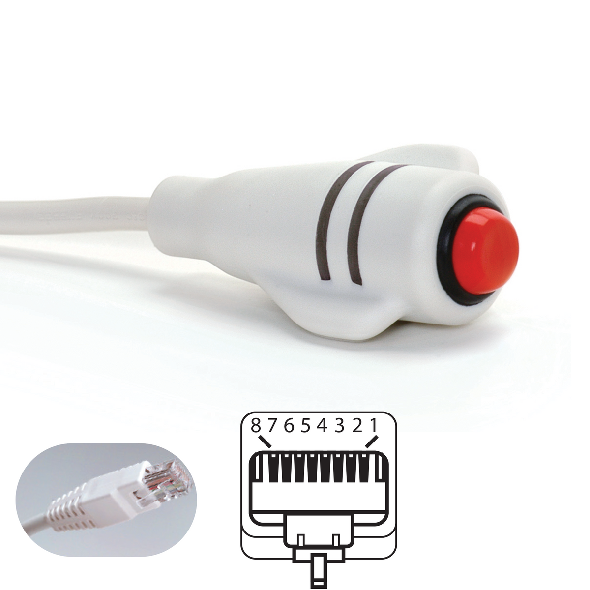 DuraCall Call Cord for Simplex TekTone Critical Aler, RJ45 8 Pin White ...